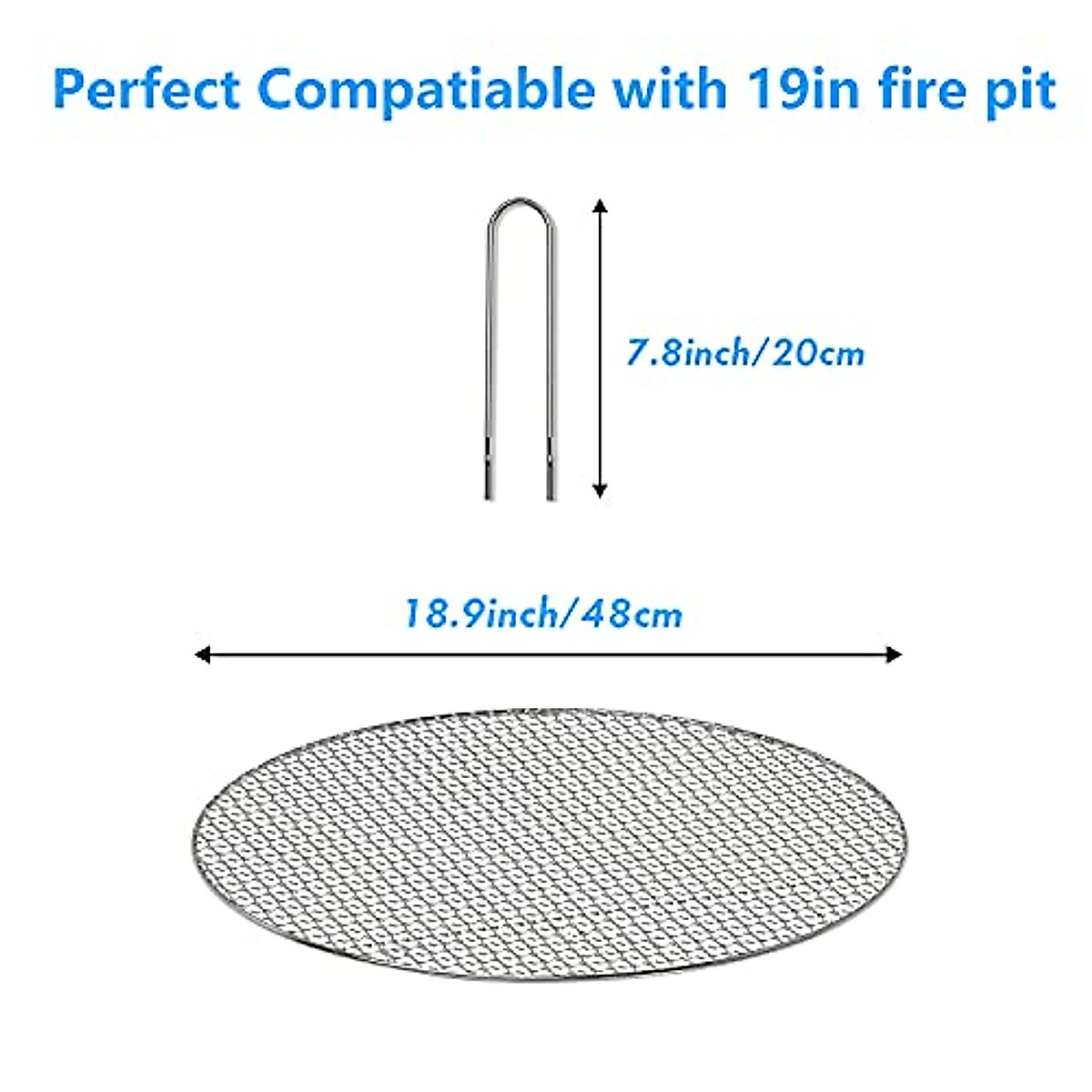 Tiga Grill Grate for Solo Stove Bonfire, Upgrade Stainless Steel Solid Cooking Grates Replacement Parts for 19in Fire Pit, Outdoor Charcoal Grill Cooking Grate with Handle