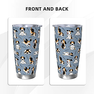 CHASOEA Beagle Tumbler 20oz Cute Dog Stainless Steel Insulated Tumblers with Lid and Straw Animal Travel Coffee Mug Wine Tea Cups Water Bottle Dogs Gifts for Women Dog Lover