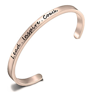 FEELMEM Cheerleader Bracelet Lead Inspire Coach Cuff Bangle Bracelet,Cheer Jewelry(RG)