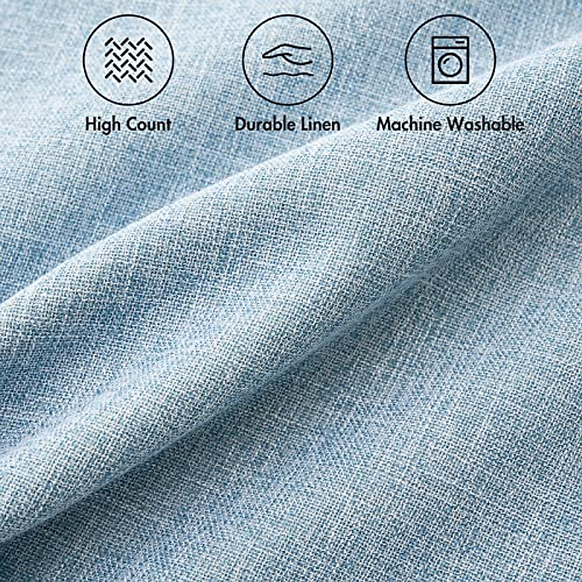 MIULEE Pack of 2 Decorative Linen Burlap Pillow Cover Square Solid Throw Cushion Case for Sofa Car Couch 18x18 Inch Light Blue