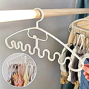 LXYY Wave Pattern Stackable Hanger, Sturdy Plastic Clothes Hangers Organizer Storage, Multifunctional Non Slip Magic Hanger 8 Slots Space Saving for Slings, Scarf, Shirts, Belts (White,10PCS)