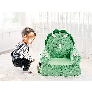 Soft Landing Sweet Seats, Premium and Comfy Toddler Lounge Chair with Carrying Handle & Side Pockets –Polyester, Dinosaur