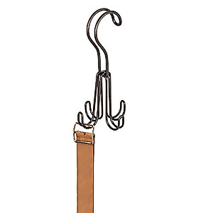 iDesign Classico Metal Over the Rod Hooks, Closet Accessory Organizer for Ties, Belts, Scarves, Handbags, Jewelry, 2.8" x 2.8" x 6.5", Bronze