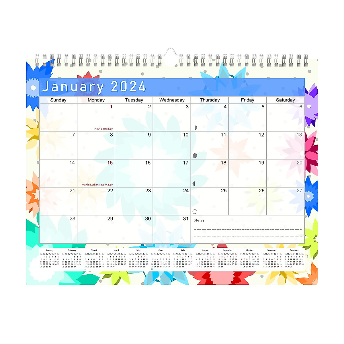 2024 Monthly Spiral-Bound Wall/Desk Calendar - 12 Months Desktop/Wall Blotter Calendar/Planner - (Edition #01)
