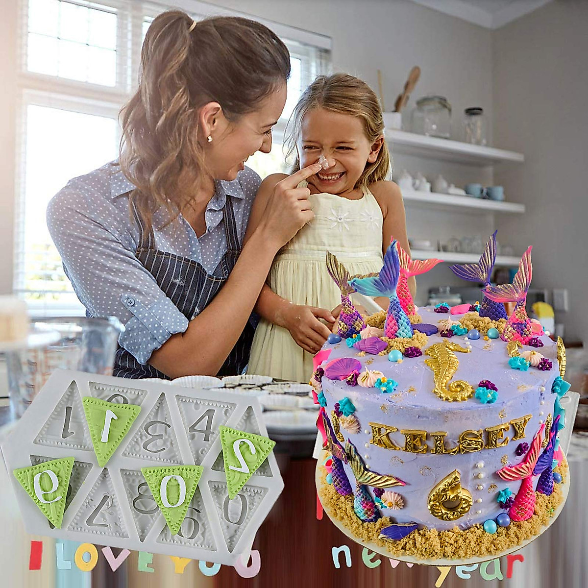 Letter Molds for Chocolate, 4 Pack Number Alphabet Silicone Fondant Molds for Baby Shower Cake Decorating Birthday Cupcake Toppers Candy