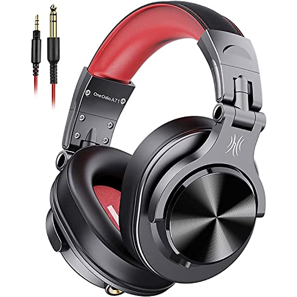 OneOdio A71 Hi-Res Studio Recording Headphones - Wired Over Ear Headphones with SharePort, Professional Monitoring & Mixing Foldable Headphones with Stereo Sound (Red)