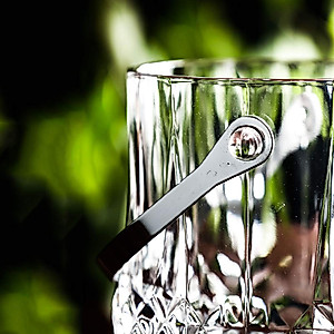 WYMESW Glass Ice Bucket Wine Cooler,Champagne Wine Bucket,Insulation Ice Bucket Ice Tongs,Elegant Crystal Beverage Tub for Parties Bar-a 12x13x10cm(5x5x4inch)