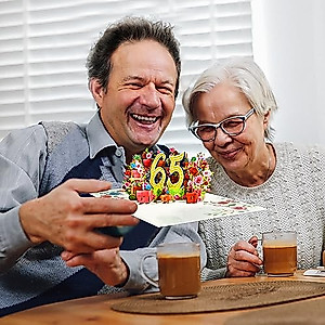 GREETING ART Happy 65th Birthday Pop Up Card,65th Bday Anniversary Card for Him Her,65th Birthday Card, 65th Birthday Gifts for Women Men,Birthday Cards for 65 Year Old Mom Dad