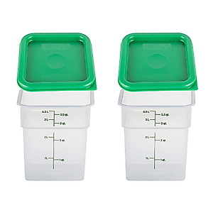 Cambro 4SFSPP190 4 Qt. Translucent Container with SFC2452 Kelly Green Lid, 4Quart, pack of 2