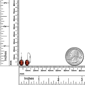 Gem Stone King 925 Sterling Silver Genuine Gemstone Birthstone Leverback Earrings | Oval 8X6MM Drop Dangle Earrings for Women
