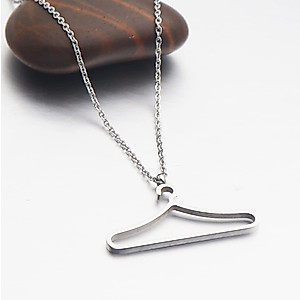 Ankiyabe Tiny Stainless Steel Coat Hanger Charm Necklace Women's Rights Jewelry Everyday Pendant Necklace (Silver)