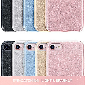 MILPROX Glitter case Compatible with iPhone SE 2022, iPhone 8 iPhone 7 4.7", Shiny Sparkle Bling, 3 Layer Hybrid Protective Soft Phone Case for iPhone SE 2022 3rd gen & iPhone 7/8- Gold