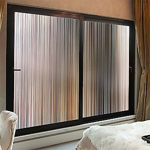 Caramel Chocolate Window Privacy Film Stained Glass Opaque Non-Adhesive Frosted Cling Glass Film Removable for Bathroom Shower Door Frosted Colorful Vertical Lines Colorful 17.7Wx23.6L-inch x2 Pcs