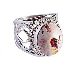 Ravishing Impressions Pretty Looking Mexican Fire Opal Gemstone 925 Solid Sterling Silver Ring Handmade Jewelry For Women