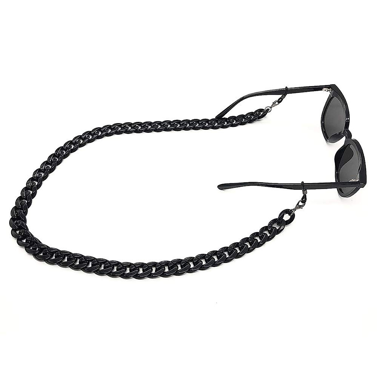 DECKER Acrylic Eyeglass Chain Sunglasses Holder Designer Trendy Fashion Eyewear Retainer Strap Necklace glasses hanging for Women (Black)
