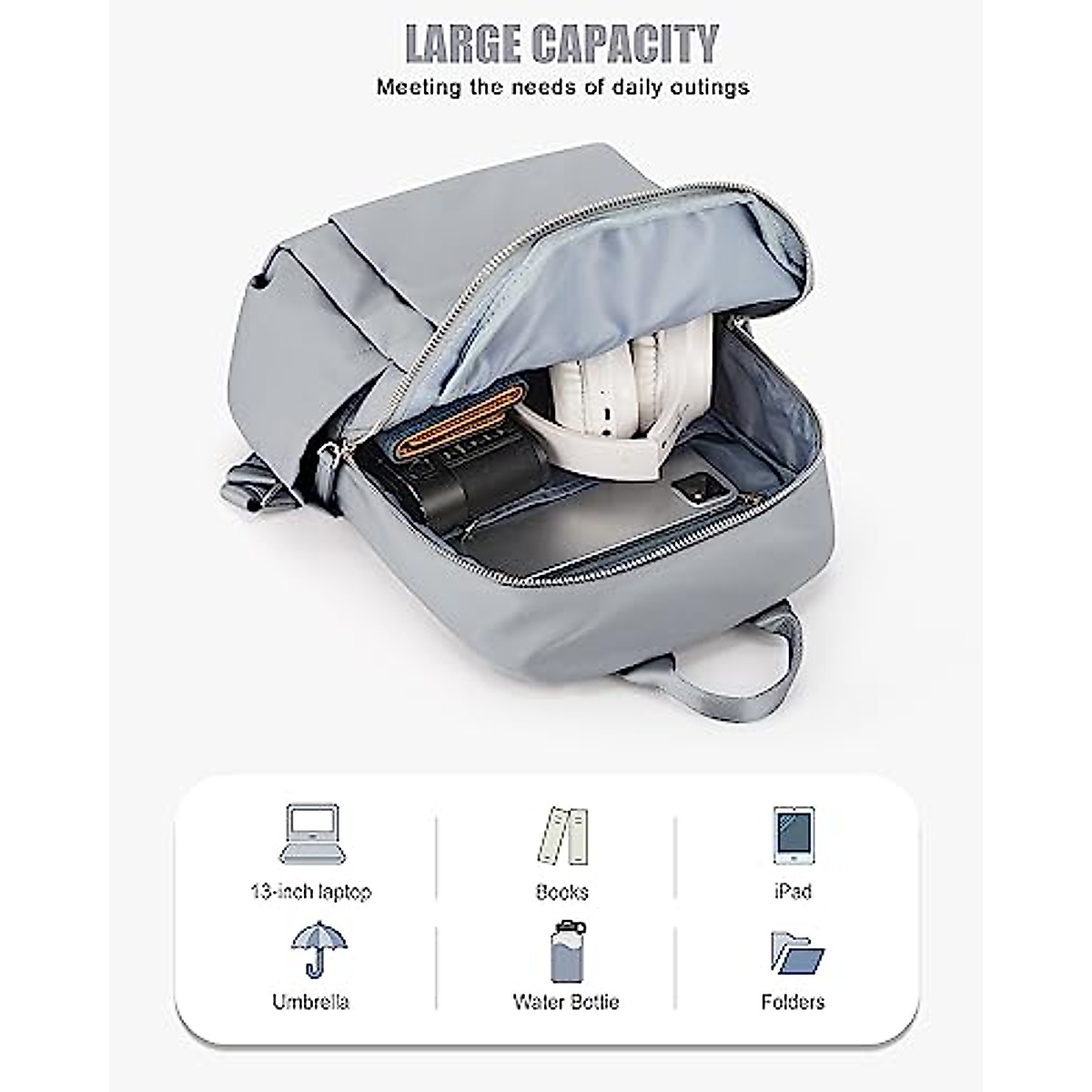 KEYEMP Mini Small Backpack Purse for Women Lightweight Waterproof Fashion Trendy Cute Work Casual Daypack Travel Bag Backpack for Ladies,Grey