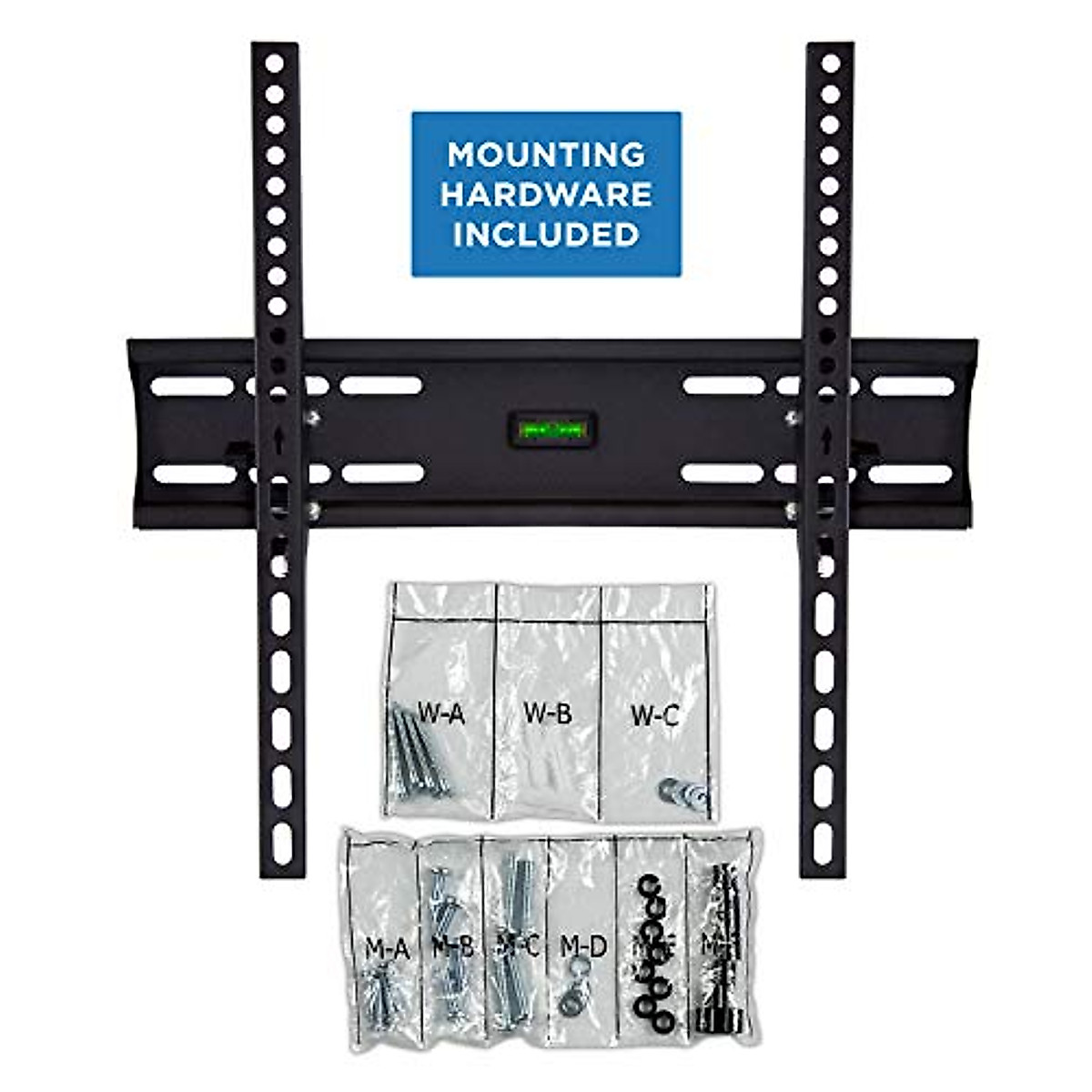Mount-It! Tilt TV Wall Mount Bracket Up to VESA 400x400 | Low-Profile Tilting Mounting Bracket Compatible with 32 to 55 Inch Flat Screen TVs, 77 Lbs Capacity