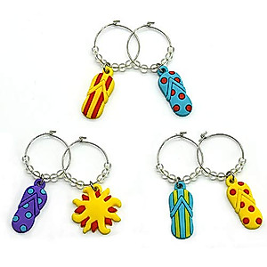 SANHE Wine Glass Charms Tags, Wine Drinker Gift set of 12, Champagne Cocktail Drink Markers (red)