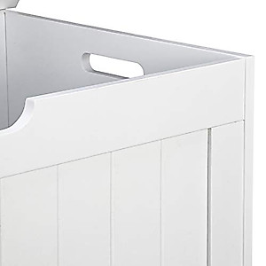 SUPER DEAL Storage Chest, 30 inches Chest Box Organizer with 2 Safety Hinges, Wooden Entryway Storage Bench, White