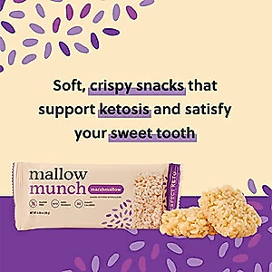 Perfect Keto Mallow Munch, Gluten Free, Cereal Bars, Breakfast Bar, Rice-Free, Low Sugar, Low Carb, Crispy, High Protein Snack, Healthy Snacks, 9g Protein, 2g Net Carbs, Original Marshmallow, 8 Pack