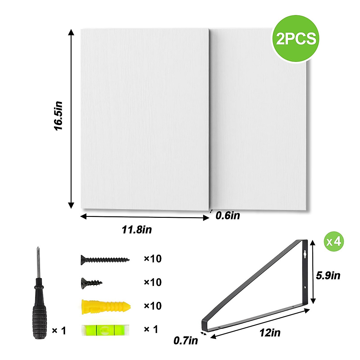 Fixwal 12 Inch Deep Shelves - White Floating Shelves, Rustic Wood Wall Shelf for Bathroom, Kitchen, Laundry Room, Living Room Decor
