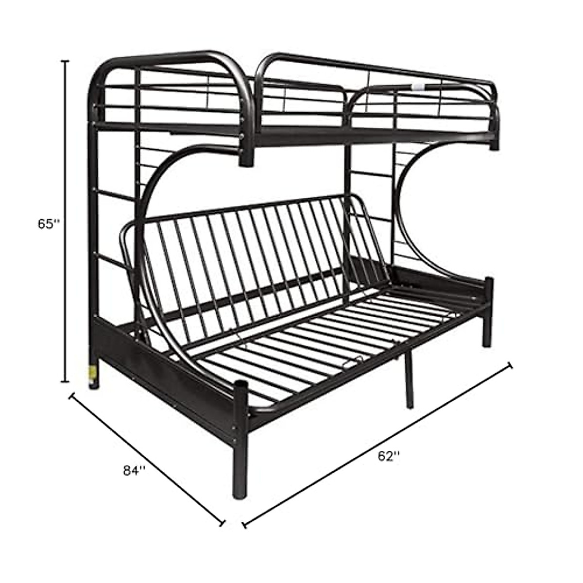 Acme Furniture Eclipse Twin XL Over Queen and Futon Bunk Bed in Black