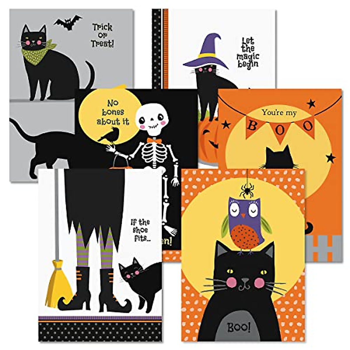 Current Spooktacular Halloween Greeting Cards Set - Set of 12 Large 5 x 7-Inch Cards, Themed Holiday Card Variety Value Pack, Assortment of 6 Unique Designs, Envelopes Included