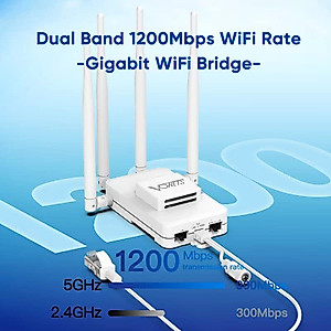 VONETS VAR1200 Industrial Gigabit Dual Band WiFi Bridge/Router 1200Mbps WiFi to Ethernet Adapter with Intelligent Fan, 3 Gigabit Port, POE, DC/USB Powered for Industrial Network Medical Device