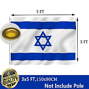 Israel Flag | Israel Flag 3x5 Ft | Flag of Israel 3x5 Ft | Israeli Flag Israeli Flag 3x5 Ft | Israel Flag Vivid Color and Fade Proof Grommets for All-Weather Outdoor Display.