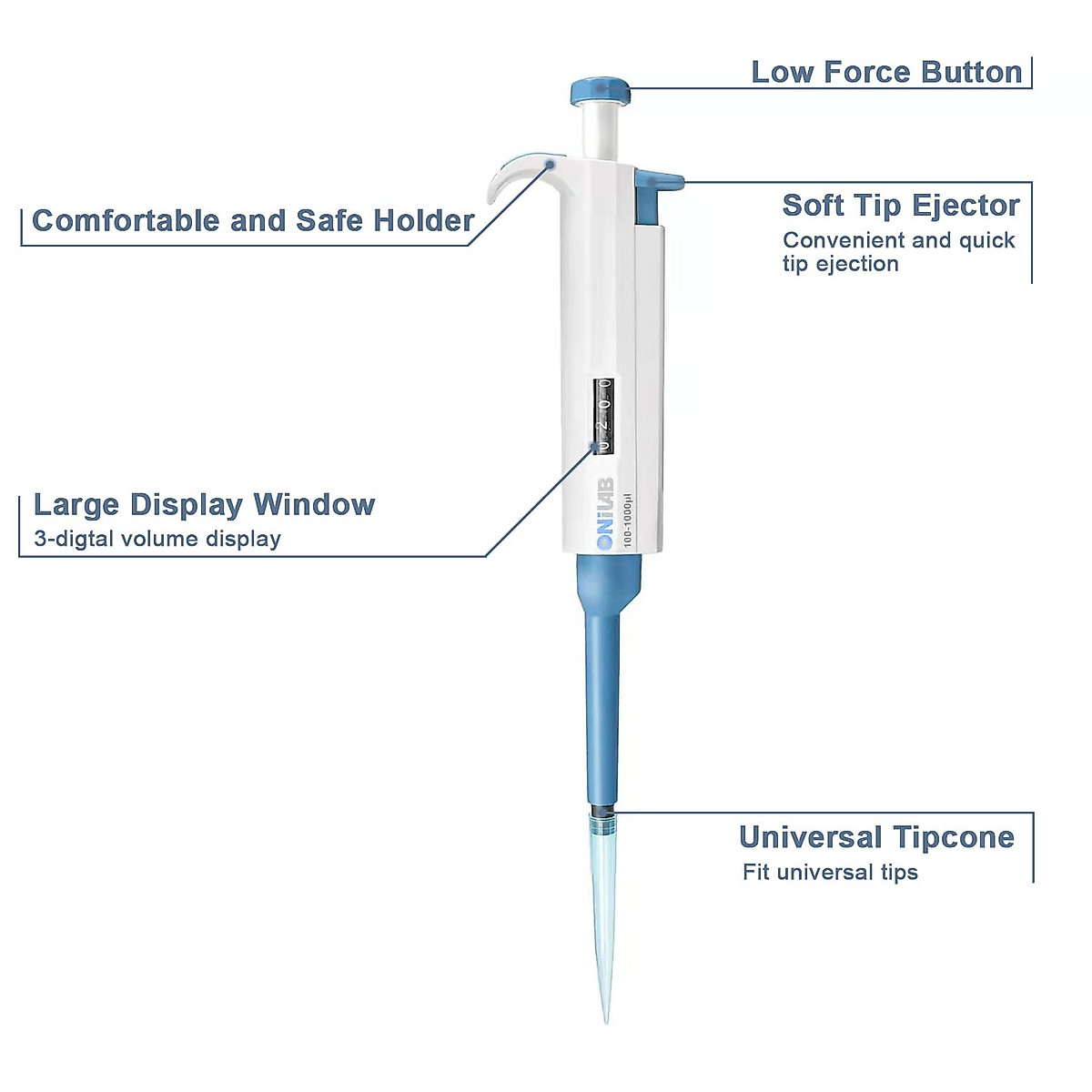 ONiLAB Lab Micropipette, Adjustable Volume Single Channel Pipettors,0.1-2.5ul