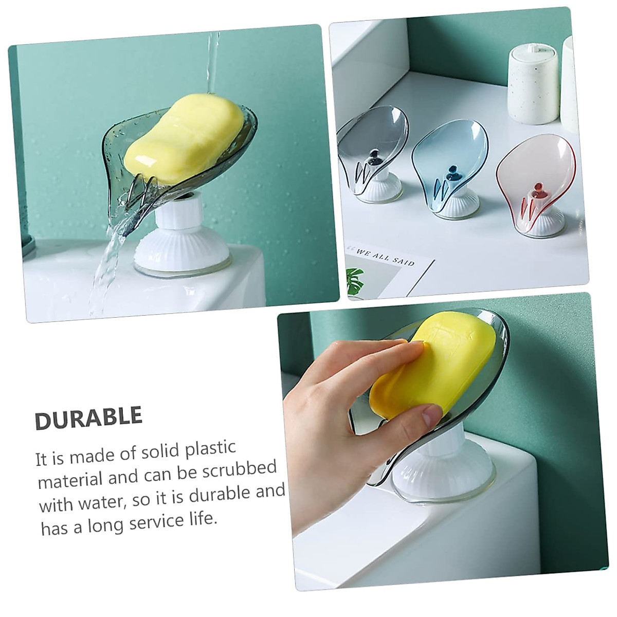 SHOWERORO 2pcs Soap Box Wall Soap Holder Soap Drain Saver Countertop Soap Dish Drain Soap Container Brackets for Shelves Wall Hand Soap Dispenser Foam Big Sucker to Rotate Storage Plastic