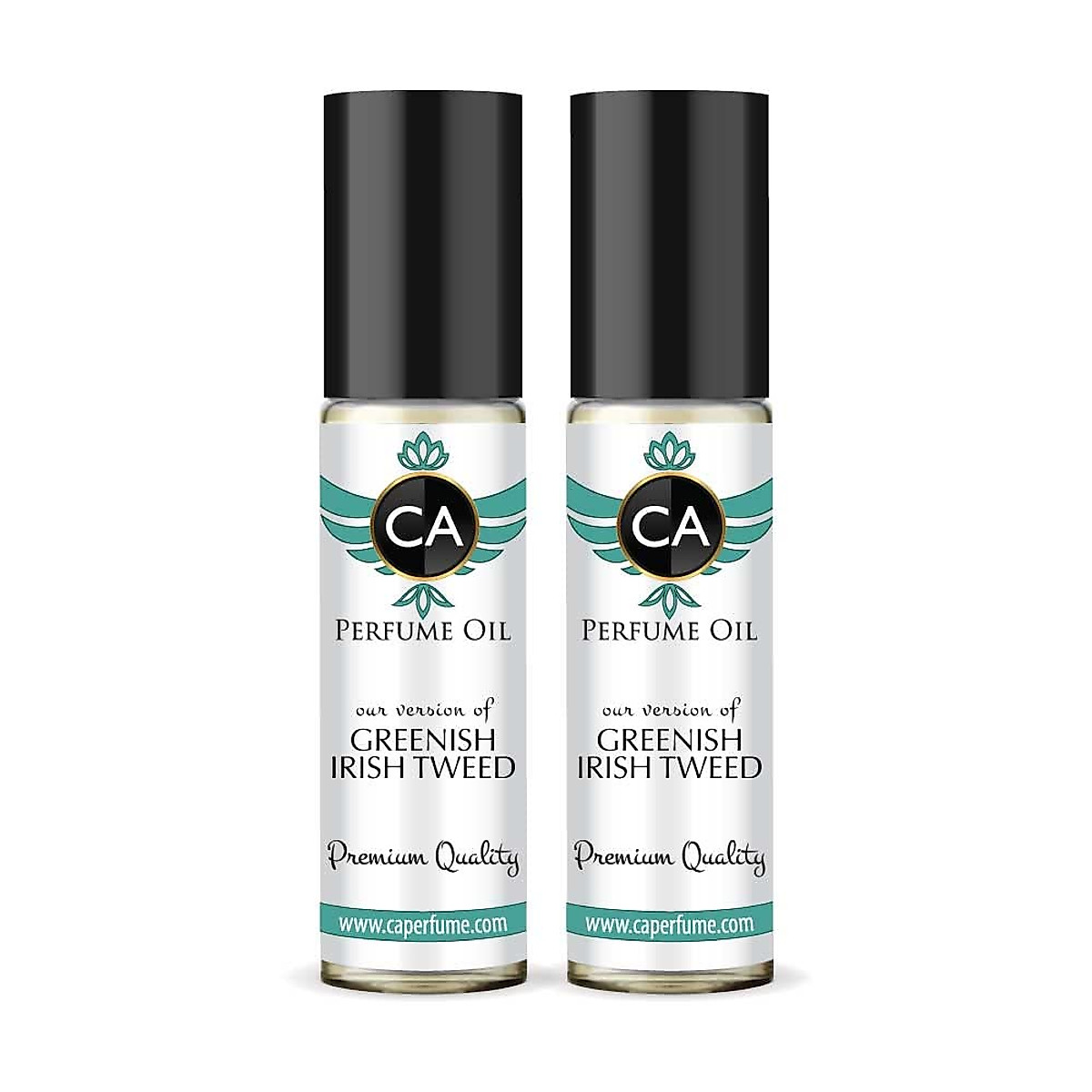 CA Perfume Impression of Greenish Irish Tweed For Men Replica Fragrance Body Oil Dupes Alcohol-Free Essential Aromatherapy Sample Travel Size Concentrated Long Lasting Attar Roll-On 0.3 Fl Oz-X2