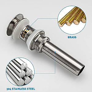 FRUD Waterfall Spout Bathroom Faucet Single Handle Bath Vanity Sink Faucet with Deck Mount,Water Supply Hoses Included (7.5 inch with Pop Up Drain,Nickel)