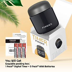 PINGKO Digital Kitchen Timer for Cooking - Visual Countdown Alarm Timers Small with Battery Loud Sound Large LED Display - Cute Baking Timers for Oven Food Classroom Desk Home Office Reading Bedroom