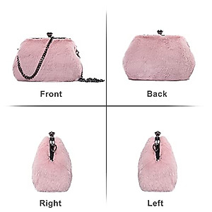 Fur Story Purses for Women Fluffy Crossbody Bag Faux Fur Shoulder Bag with rhinestone Button Fuzzy Plush Purses for Women Girls