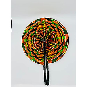 Shophaven African Kente Hand Fan 1, African Ankara Print Fan, Ankara Handheld Fan, Afrocentric Foldable Fan, African Kente Print Fan