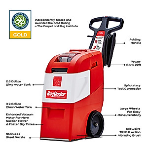Rug Doctor X3 Commercial Carpet Cleaner – Large Red Oxy Pro Pack, Exclusive Vibrating Brush Spray Scrub and Extract Embedded Dirt and Grime, 48 oz. Oxy Cleaning Solution