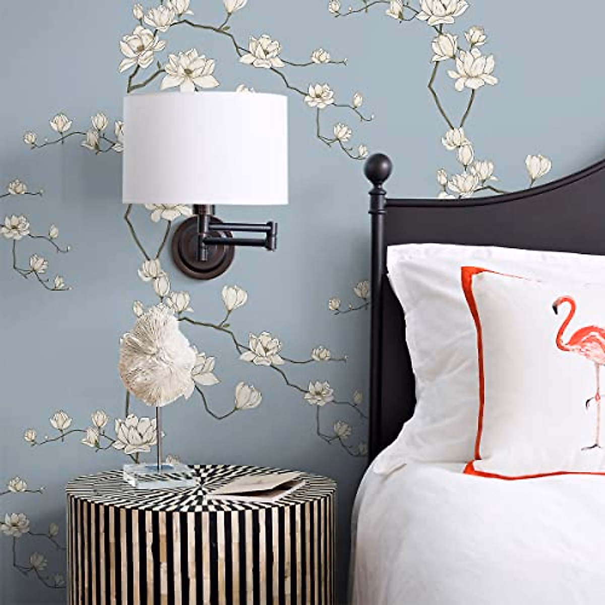 GloryTik 15.5" x 118" Floral Wallpaper Peel and Stick Wallpaper Beige Flowers Contact Paper Self-Adhesive Wallpaper Waterproof Removable Wallpaper Decoration for Cabinets Bedroom Walls