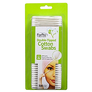 ForPro Double-Tipped Cotton Swabs, 100% Lint-Free Biodegradable Cotton, for Sensitive Skin, 500-Count (Pack of 4)