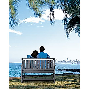 Restcozi Outdoor Bench, 49" HDPE Patio Garden Bench with Armrests Weatherproof Porch Bench for Outdoors Lawn Yard Porch