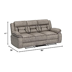 Roundhill Furniture Elkton Manual Motion Recliner with Storage Console, Sofa, Taupe