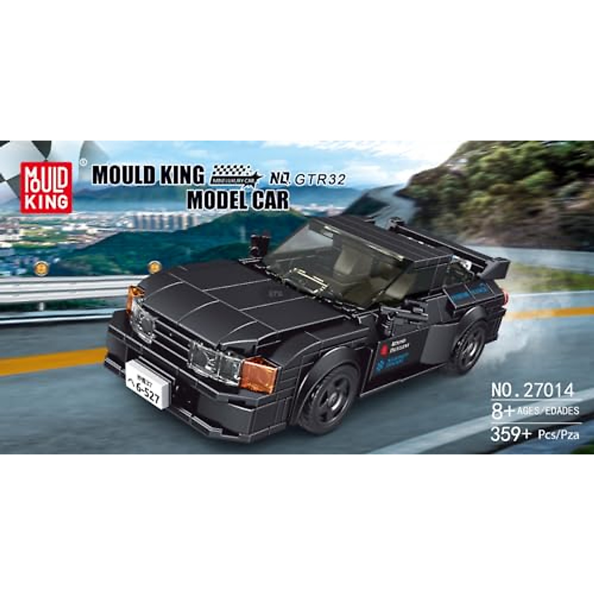Mould King Initial D Car Nissan Skyline GTR32 Race Car Building Sets with Display Case, 27014 Collectible Speed Champion Car Building Blocks, Classic Race Car Building Kits for Adults Kids 8+(359PCS)