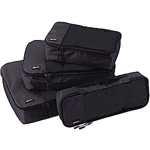 Amazon Basics 4 Piece Packing Travel Organizer Cubes Set, Black