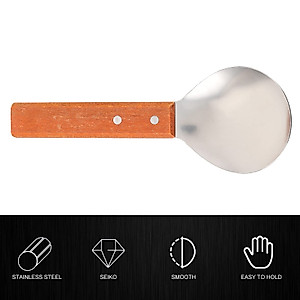 2Pcs Japanese Rice Spatula Versatile Non Stick Serving Spoon with Wood Handle Tofu Scoop Spoon for Home Kitchen Small