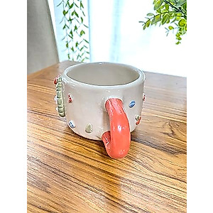 Christmas and the santa cat cup. Handmade ceramic cup, Hand-painted mug, Unique Surprise gift for Christmas or Birthday. Dishwasher and Microwave safe