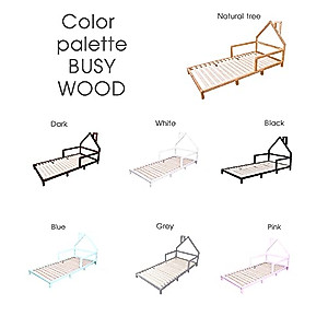 BUSYWOOD Toddler Bed - Alder Wood Bed for Kids - Montessori Twin Bed - Montessori Bed - House Bed Frame - Montessori Full Size Bed Frame (Model 3, Legs&Slats, Natural Wood)