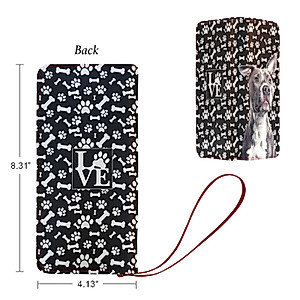 NIWAHO Women's Leather Long Wallet Design American Pit Bull Terrier Dog Paws Pattern, Dog mom gifts