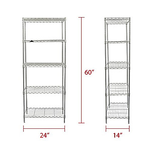 Apollo Hardware White 5-Shelf Wire Shelving 24"x14"x60" (White)