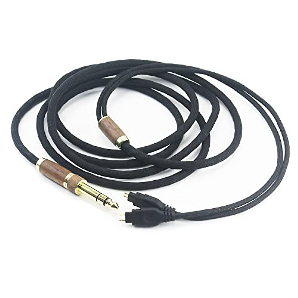 NewFantasia 10ft Upgrade Audio Cable 6N OCC Copper Silver Plated Braided Cord Compatible with Sennheiser HD650 HD600 HD580 HD660S HD58X HD6XX Headphone 3.5mm Male and 6.3mm Adapter Walnut Wood Shell