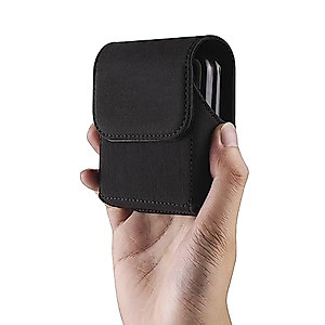 phone flip case Rugged Nylon Phone Belt Clip Holster Case Compatible with Samsung Galaxy Z Flip 5/4/3,Z Flip3 5G, Z Flip 2,or Motorola razr 40,Cell Phone Flip Case with Magnet Closure, Belt Pouch with